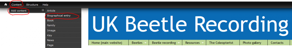 How to add a new entry in the biographical dictionary | UK Beetle Recording