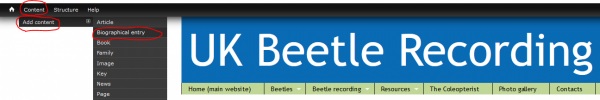 How to add a new entry in the biographical dictionary | UK Beetle Recording